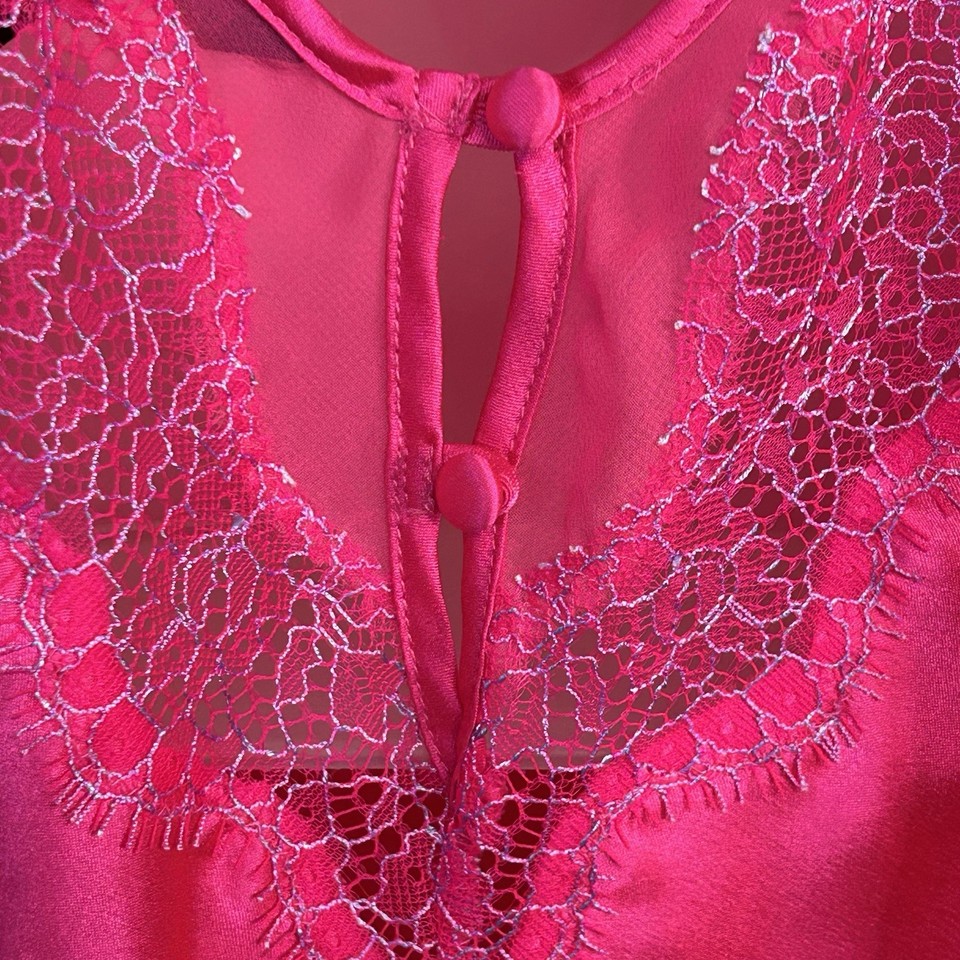 Victorias Secret Y2k Mini Slip Dress Nightie Womens M Satin Lace ...