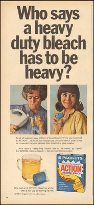 1967 Print Ad for ACTION Chorine Bleach Packets Retro Product (031117 ...