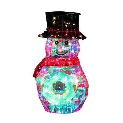 Lit Prism Snowman with Wreath Small | eBay