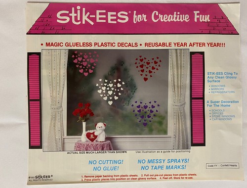Valentine's Day Decor Vintage Stik-EES Confetti Hearts 4 Vinyl Decals ...
