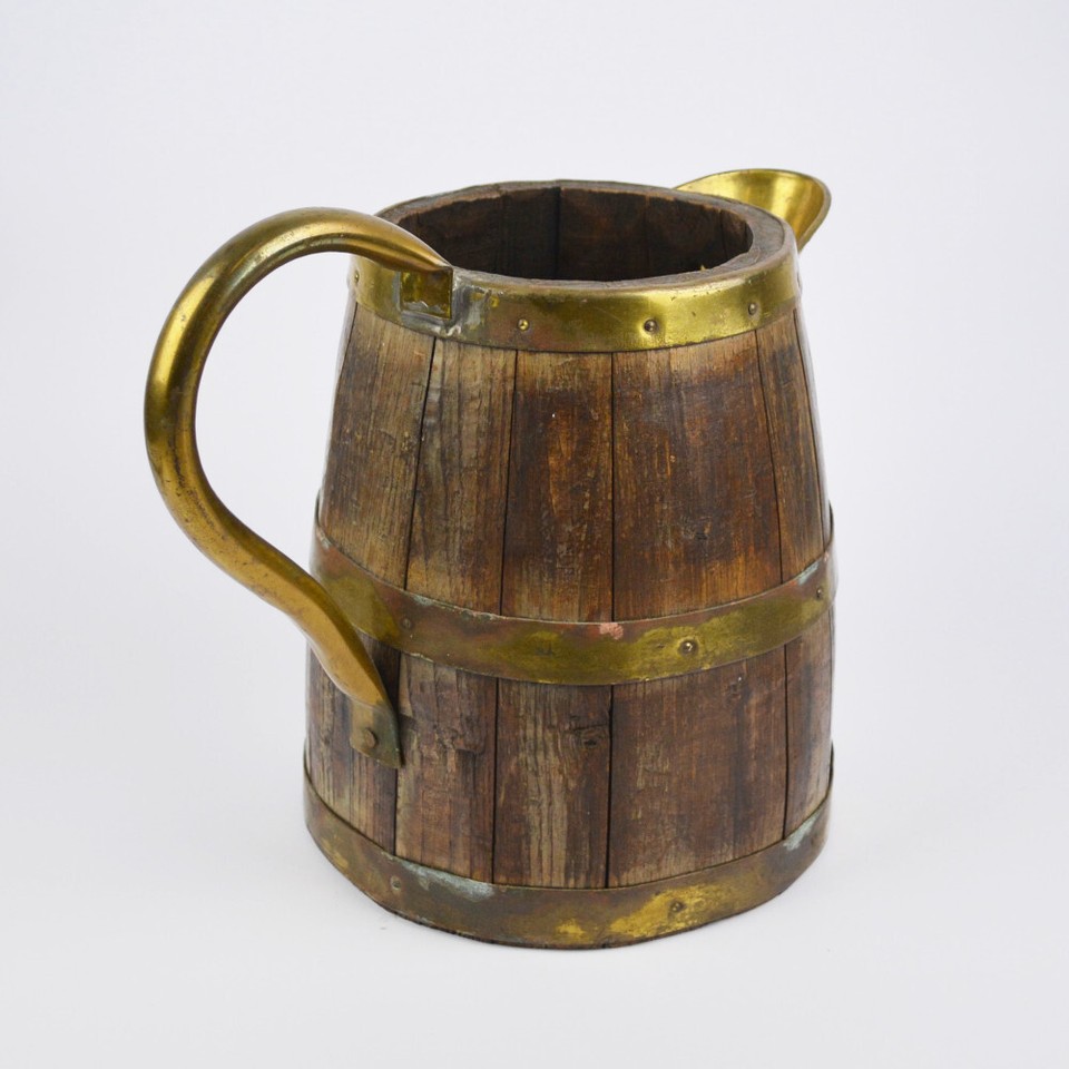 Wooden Jug - Antique English Jug - Old Rum Jug - Brass Fittings | eBay