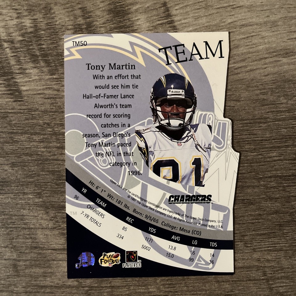 1997 Upper Deck Team Mates San Diego Chargers Football Card #TM50 Tony ...