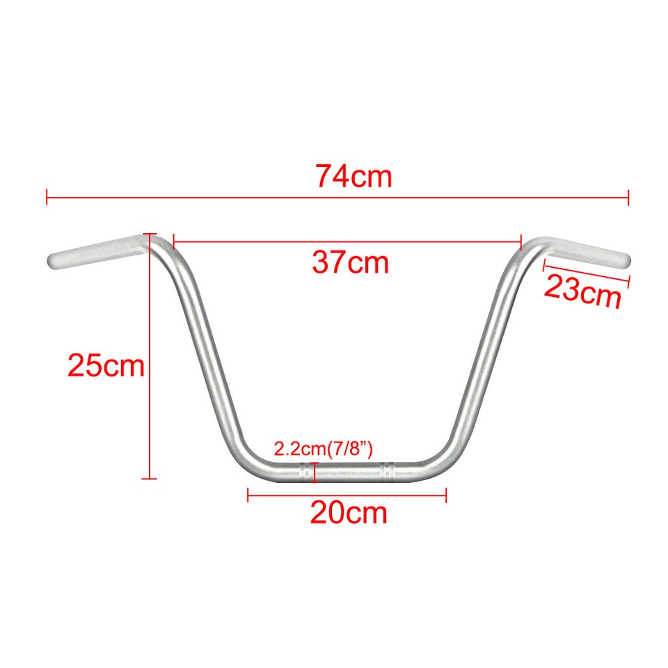 7/8" 22mm Motorcycle Handlebar High-Rise Drag Bar for Cruiser Chopper ...