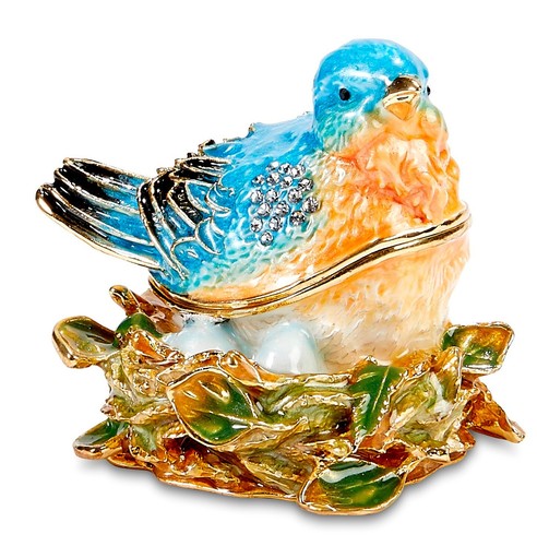 Nesting Bluebird Trinket Box, jeweled, enamel, NIB - Beautiful | eBay