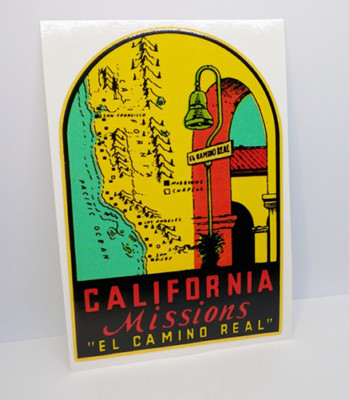CALIFORNIA Missions "El Camino Real" Vintage Style Travel DECAL / Vinyl ...