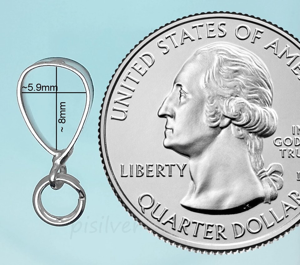 925 Sterling Silver Bail w/Split Ring Charm Pendant Clasp Connector ...