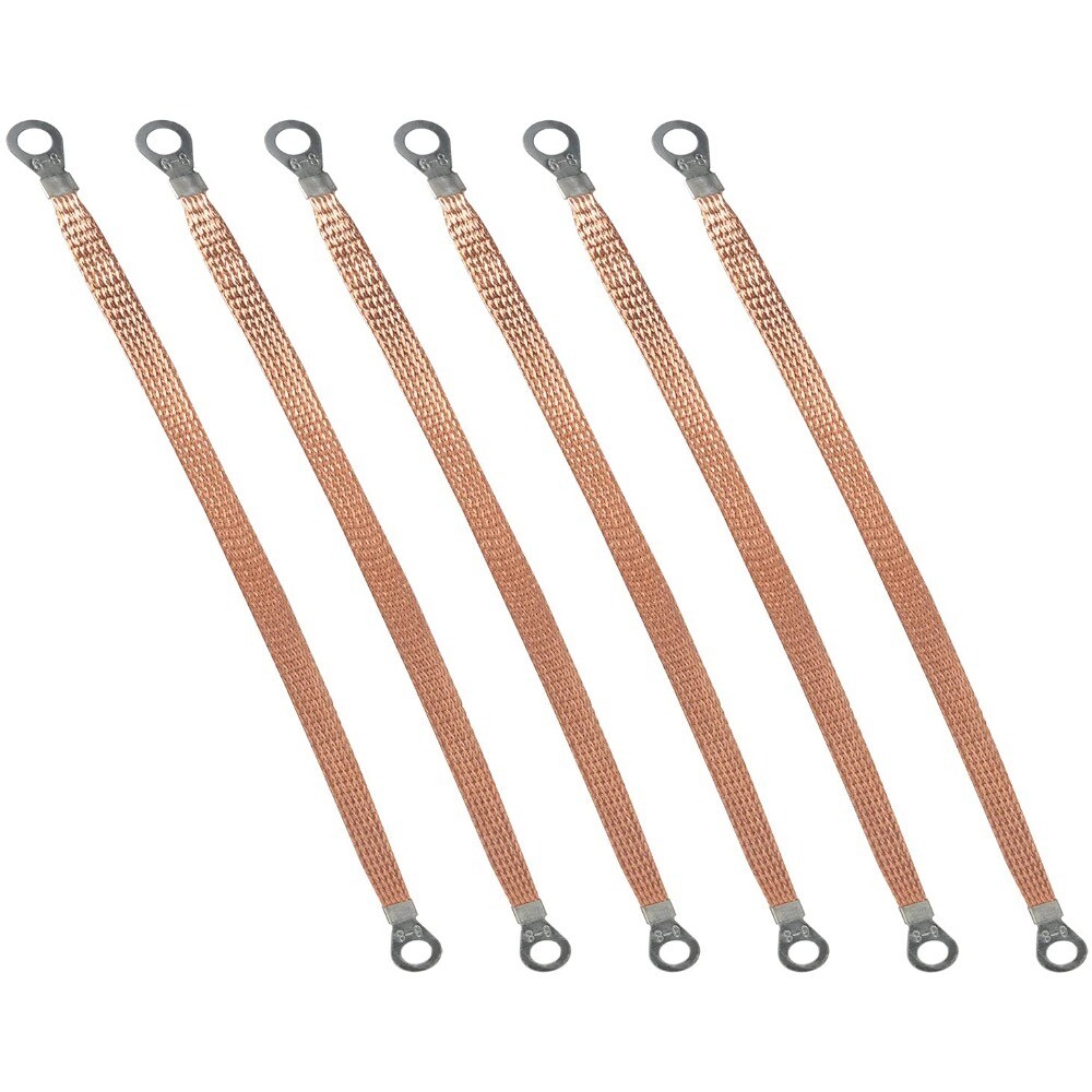 6Pcs Round Hole Flat Copper Braided Lead and Shielding Ground Strap ...