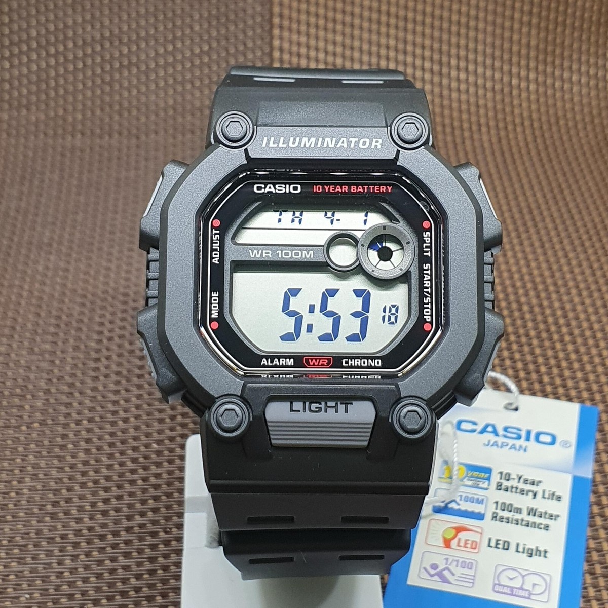 737h Casio Youth Illuminator W 737H 1A2 W737H 1A2 100M Men's Watch