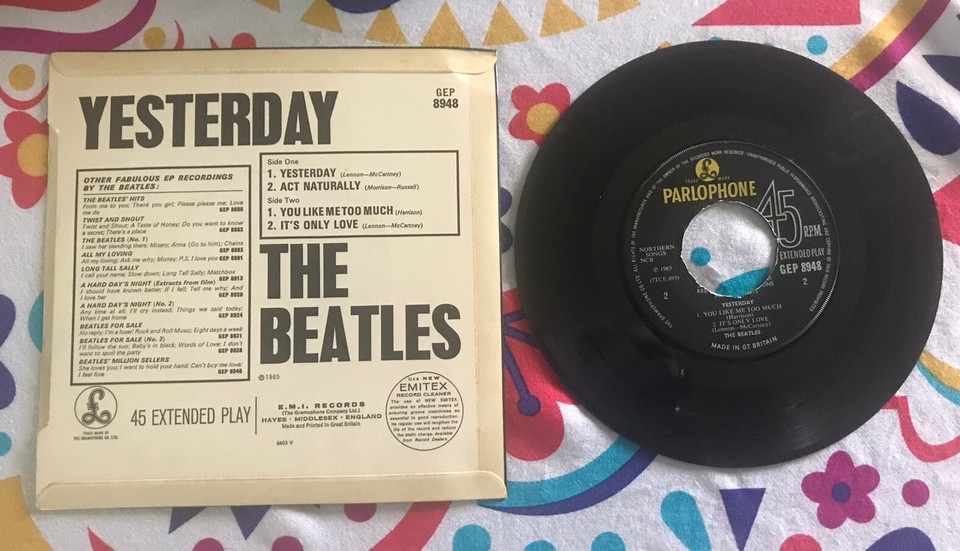 Beatles Yesterday rare Yellow Parlophone mono ep GEP 8948 ex/ nm | eBay