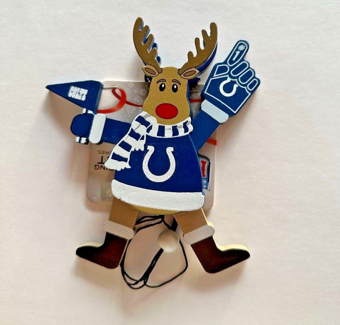 NFL Wooden Cheering Reindeer Christmas Ornament | eBay
