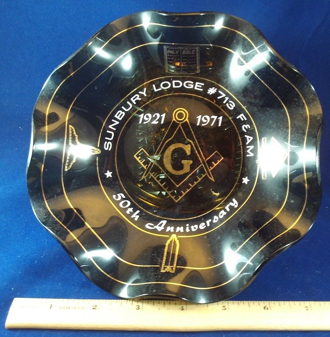 Original Vintage 1971 Mason Plate- Sunbury PA- Masonic Lodge 713- 50th ...