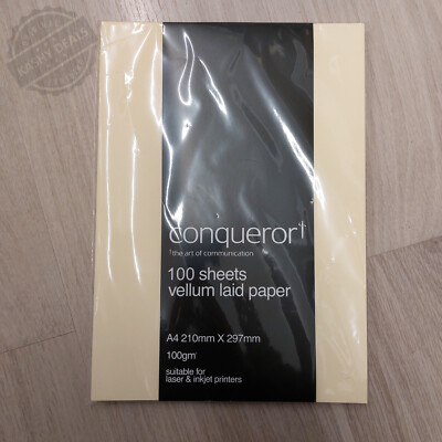A4 Conqueror Vellum Laid Natural Cream Paper 100gsm 100 Sheets - NEW ...