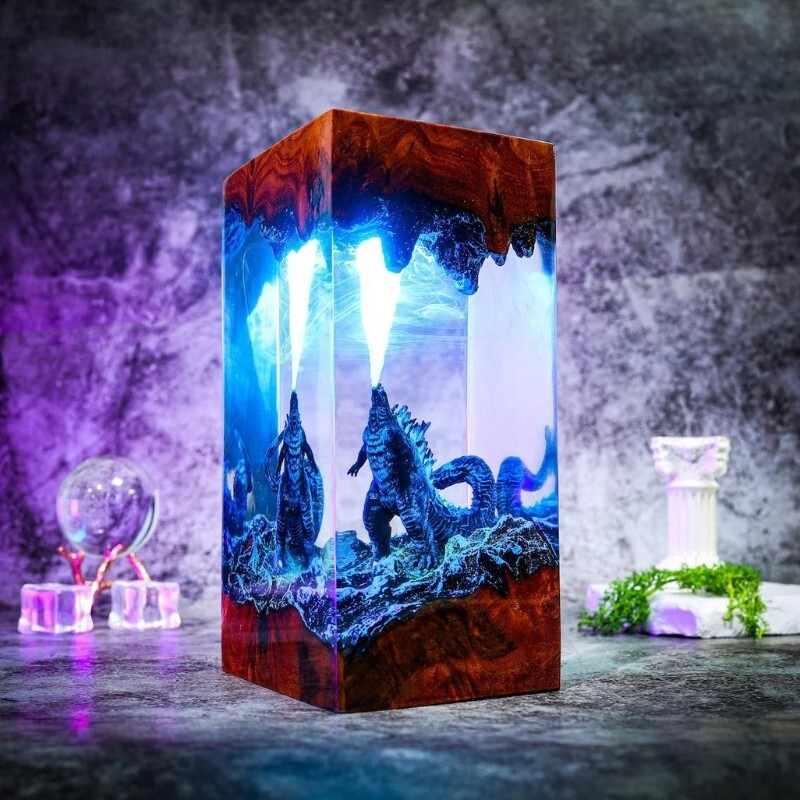 Monster Godzilla Resin Lamp, Godzilla night light, monster epoxy lamp ...