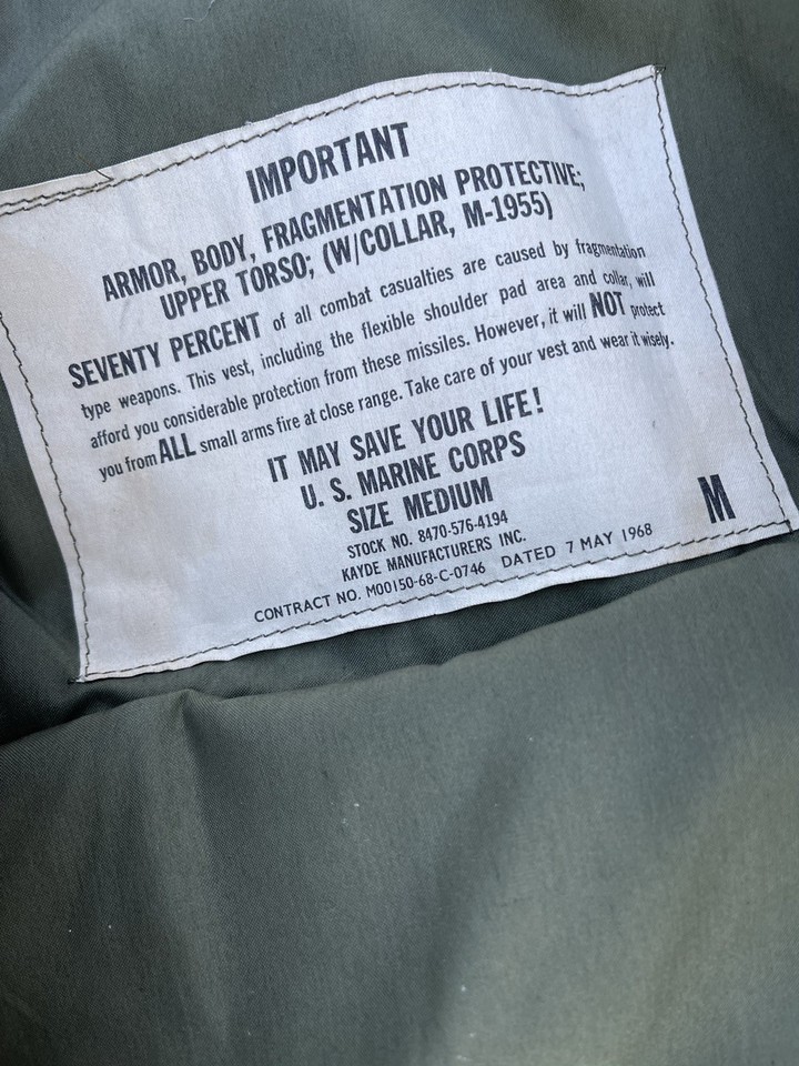 Original Vietnam War USMC M1955 Flak Jacket Armor Vest 1968 Rare | eBay