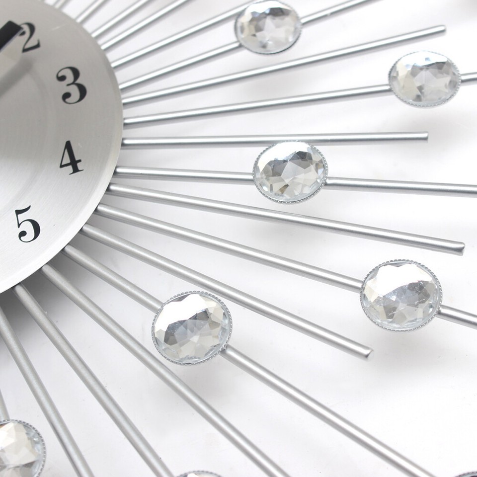 Crystal Wall Clock Silent Second Scanning Movement Battery Powered Home ...