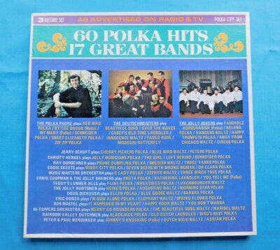 VINTAGE LP THREE RECORD SET ~ 60 POLKA HITS 17 GREAT BANDS POLKA CITY ...