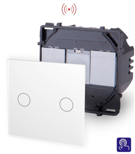 Touch Lichtschalter Steckdose Wechselschalter Dimmer WiFi Glas Weiß ...