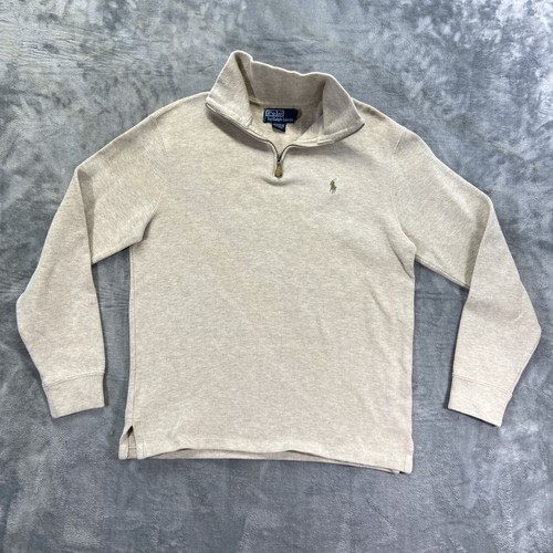POLO RALPH LAUREN Cotton Quarter Zip Tan Sweater Size S | eBay