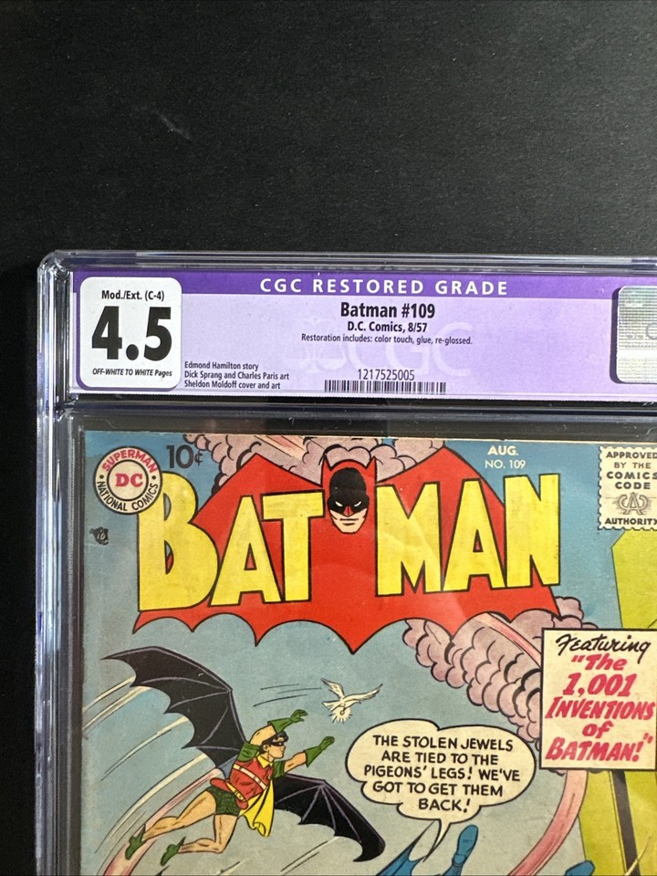 Batman #109 CGC 4.5 Restored DC Comics 1957 early Silver Age Batman 1st ...
