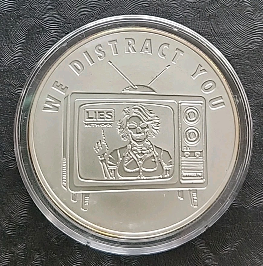 1 OZ .999 PURE SILVER SHIELD WE DISTRACT YOU V1 BU ROUND COIN BULLION ...