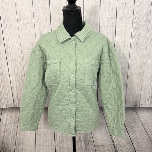 NWT Gap Kids Girls XXL Green Quilted Cotton Collared Shacket w/ Snaps ...