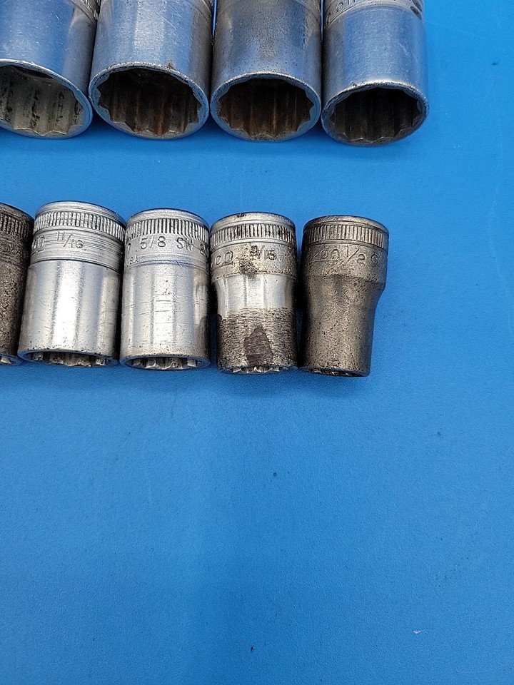 Snap-On Socket Set 1/2" Drive 1/2" to 1-1/16" 12 Point 11 Pieces S-12 ...