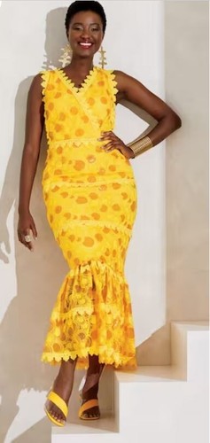 16W PLUS Ashro Yellow Spring Wedding Easter Party Makena Sequin Lace ...