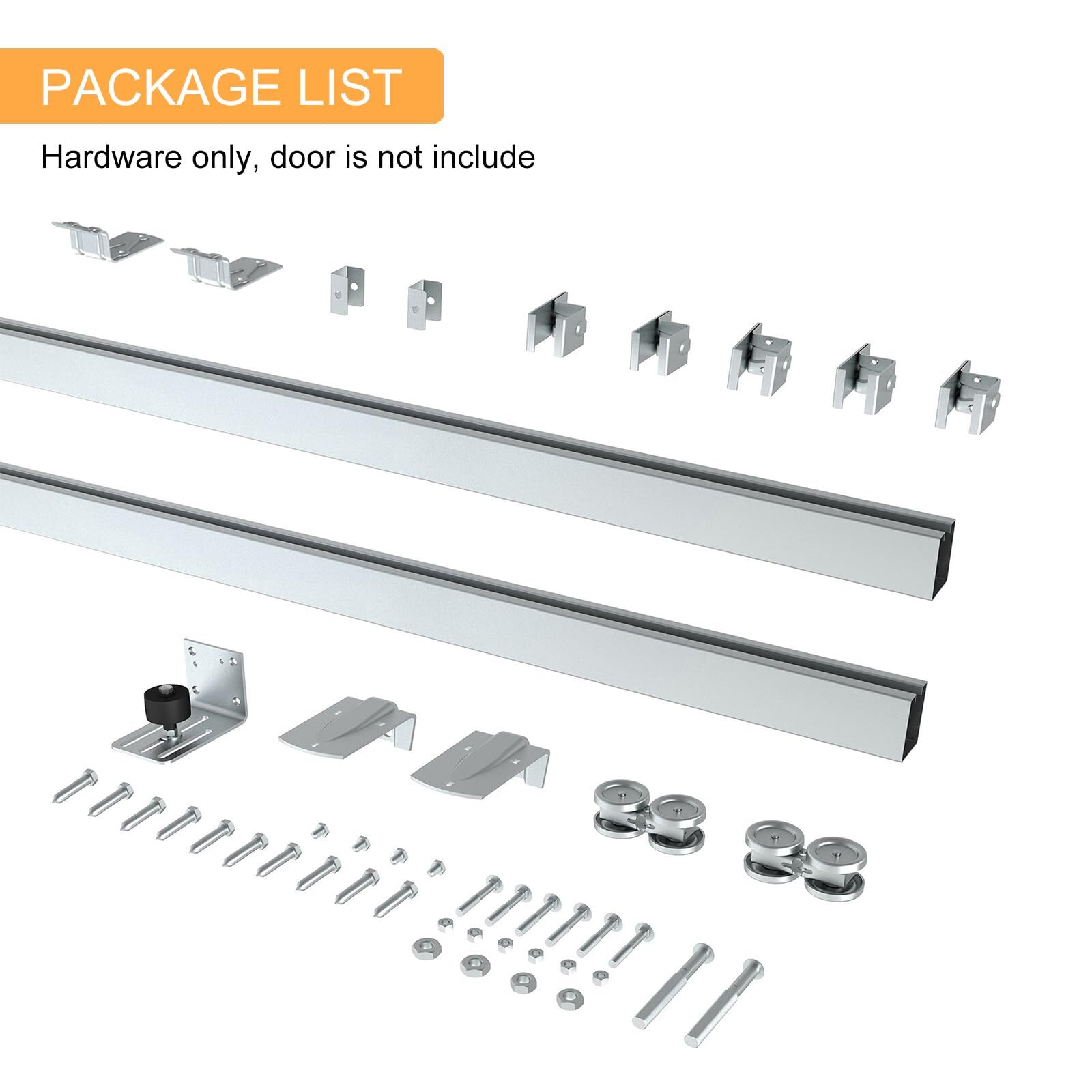 Ju 96" Box Rail Exterior Barn Door Hardware Kit Heavy Duty Sliding Barn ...