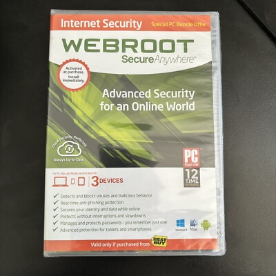 Webroot Secure Anywhere PC/Mac/Mobile Android & iOS-3 Devices Internet ...