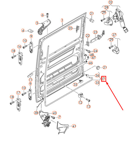 NEW OEM VOLKSWAGEN TRANSPORTER T5 RIGHT SLIDING DOOR SEAL 7E0843786A ...