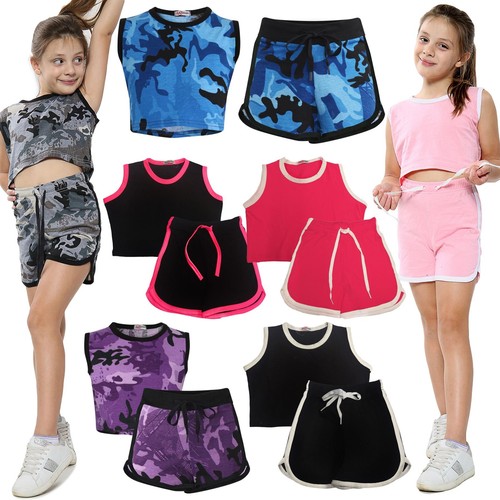 A2Z 4 Kids Girls Crop Top Shorts Set Contrast Trendy Summer Outfit ...