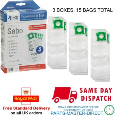 FOR SEBO VACUUM BAGS X/C/370 AUTOMATIC X AIRBELT C X1 X4 x 15 CLOTH ...