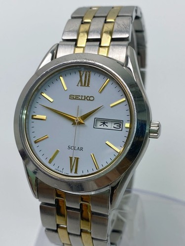 C195 SEIKO Solar Men s Watch Running Day Date V158 0BA0 Belt ...