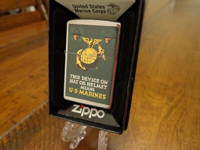 USMC UNITED STATES MARINE CORPS WWII POSTER ZIPPO LIGHTER MINT IN BOX ...