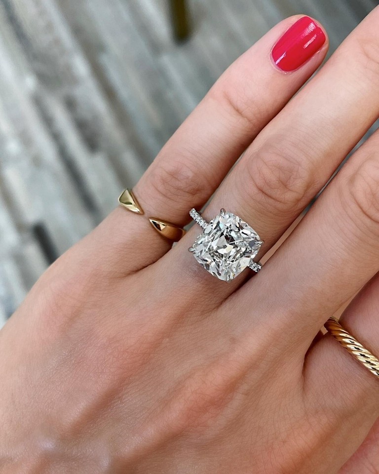 Cushion Cut Solitaire Accent Proposal Ring Moissanite Engagement ...