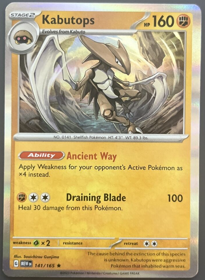 Holo Kabutops 141/165 Rare Scarlet and Violet 151 Pokemon TCG Near Mint ...