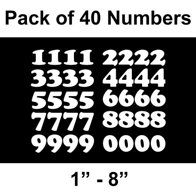 Set of 40 Numbers 0-9 Vinyl Sticker Decals helmet locker digits cooper ...