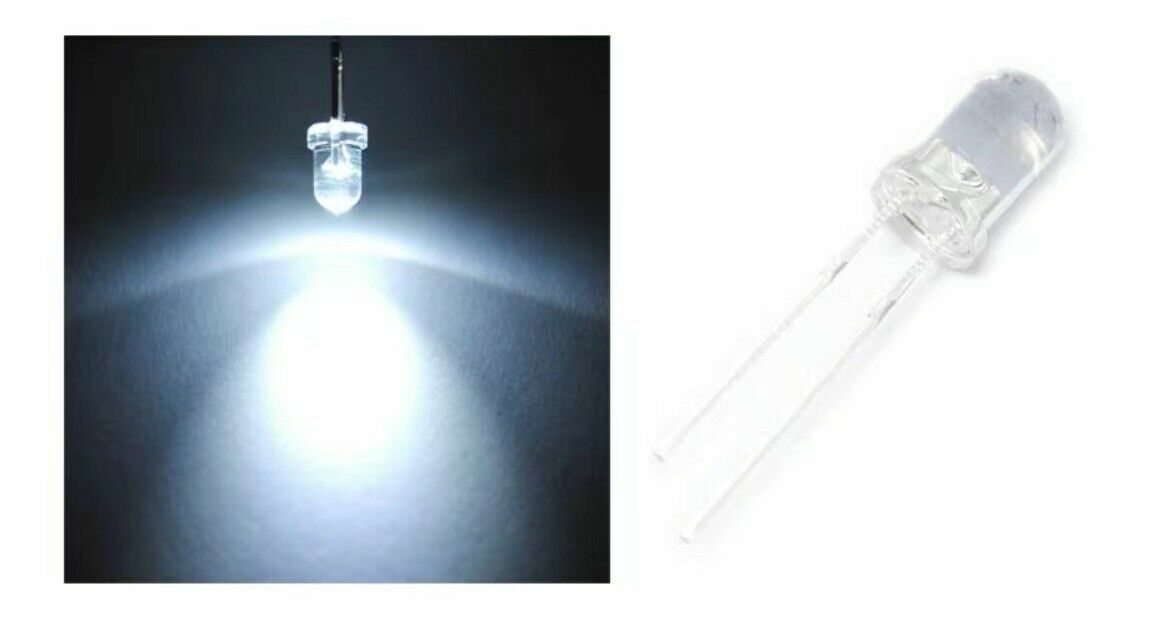 CHANZON 100 Pcs 3mm Blue LED Diode Lights (Clear Flat Transparent DC 3V ...