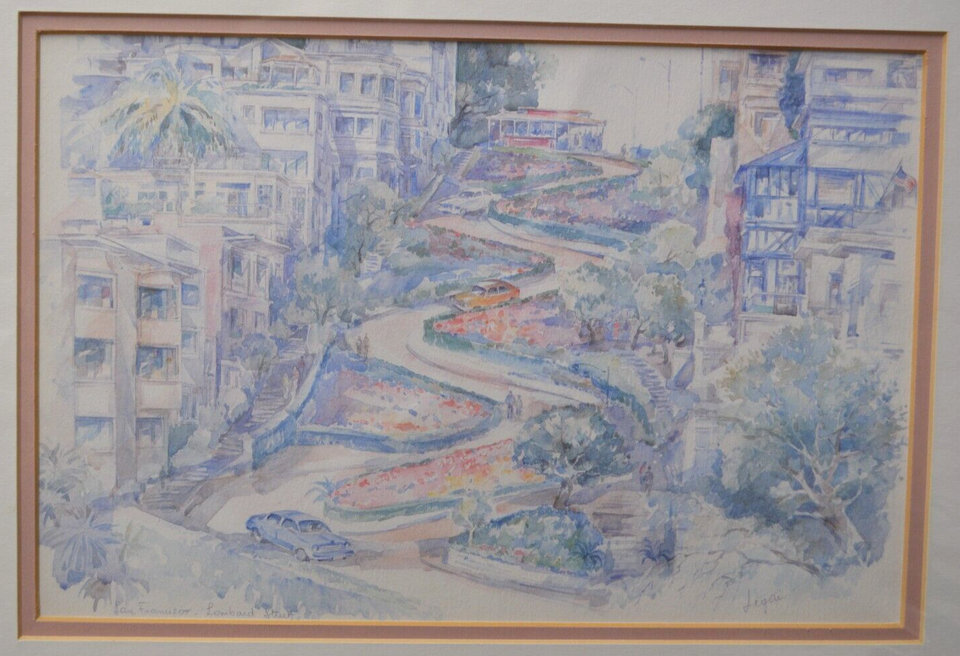 French Artist Legai San Francisco Lombard Street Watercolor Print ...