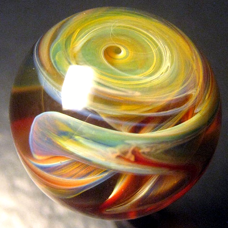 Glass Marble - .86" handmade contemporary art lampwork decor sculpture ...
