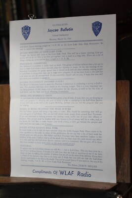 1965 LaFollette Tennessee Jaycee Bulletin WLAF | eBay