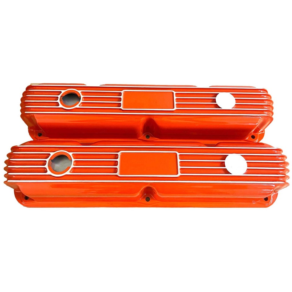 Mopar Performance 318, 340, 360 Valve Covers - Orange Finned - Ansen ...