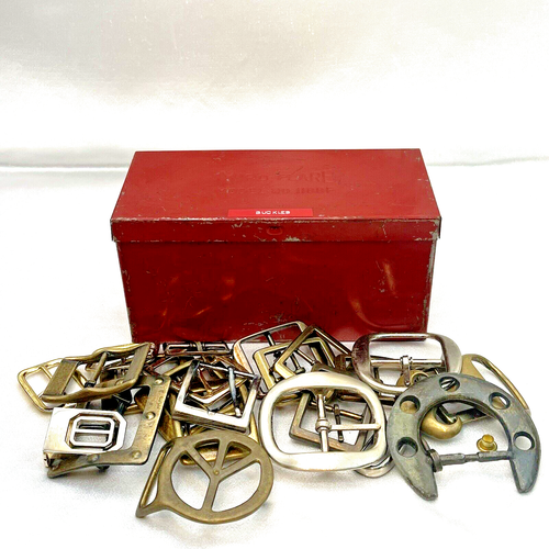 Junk Drawer Lot Miro-Flare Red Box Includes 22 Metal Buckles Horsehoe ...