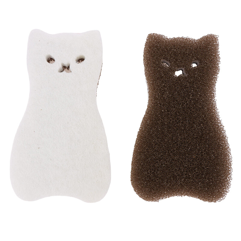 4pcs Cute Cat Dishcloth Dishwashing Sponge Kitchen Bathroom Cleaning ...
