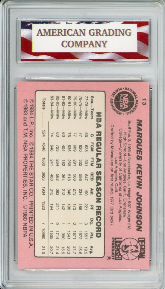 1984 Star #13 Marques Johnson #13 AGC Mint 9 LA Clippers | eBay