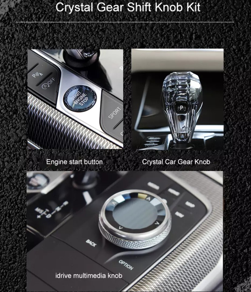 3Pcs Crystal Gear Shift Knob Replacement For BMW G30 G31 G32 G11 G12 ...