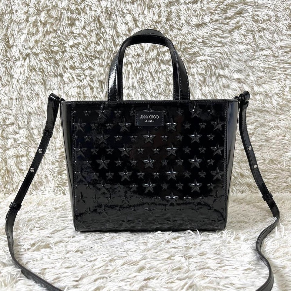 Jimmy Choo Pegasi Star-Studded Patent Leather Shoulder Bag, 8.7in x 7.7in x 3.9 | eBay