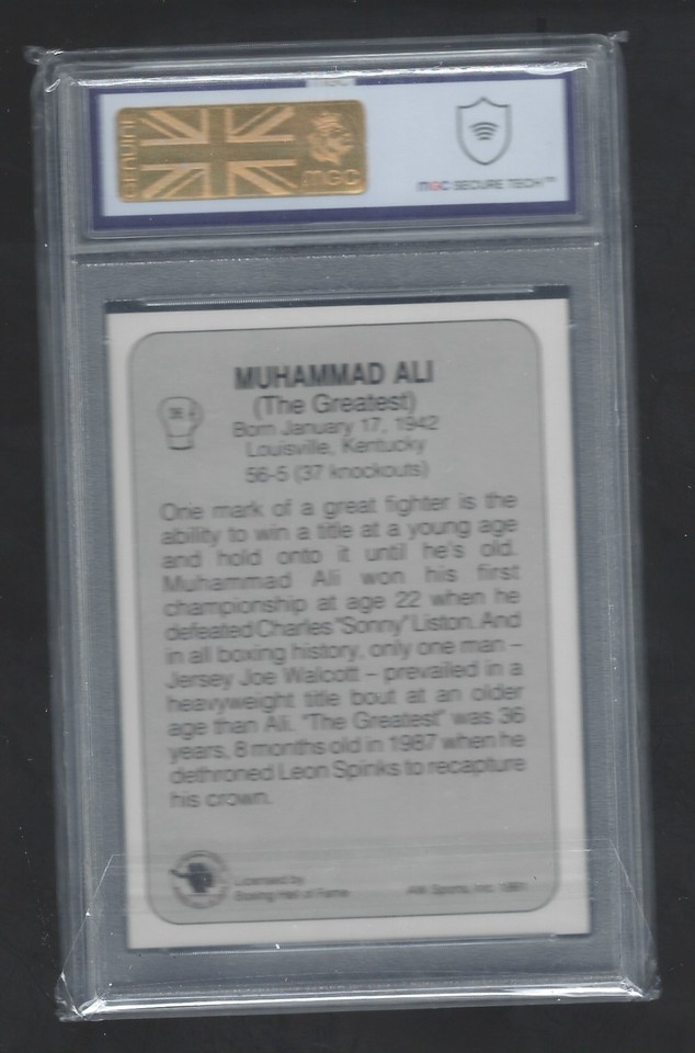 1991 AW SPORTS - MUHAMMAD ALI - ALL WORLD BOXING BONUS CARD #5 GRADED ...