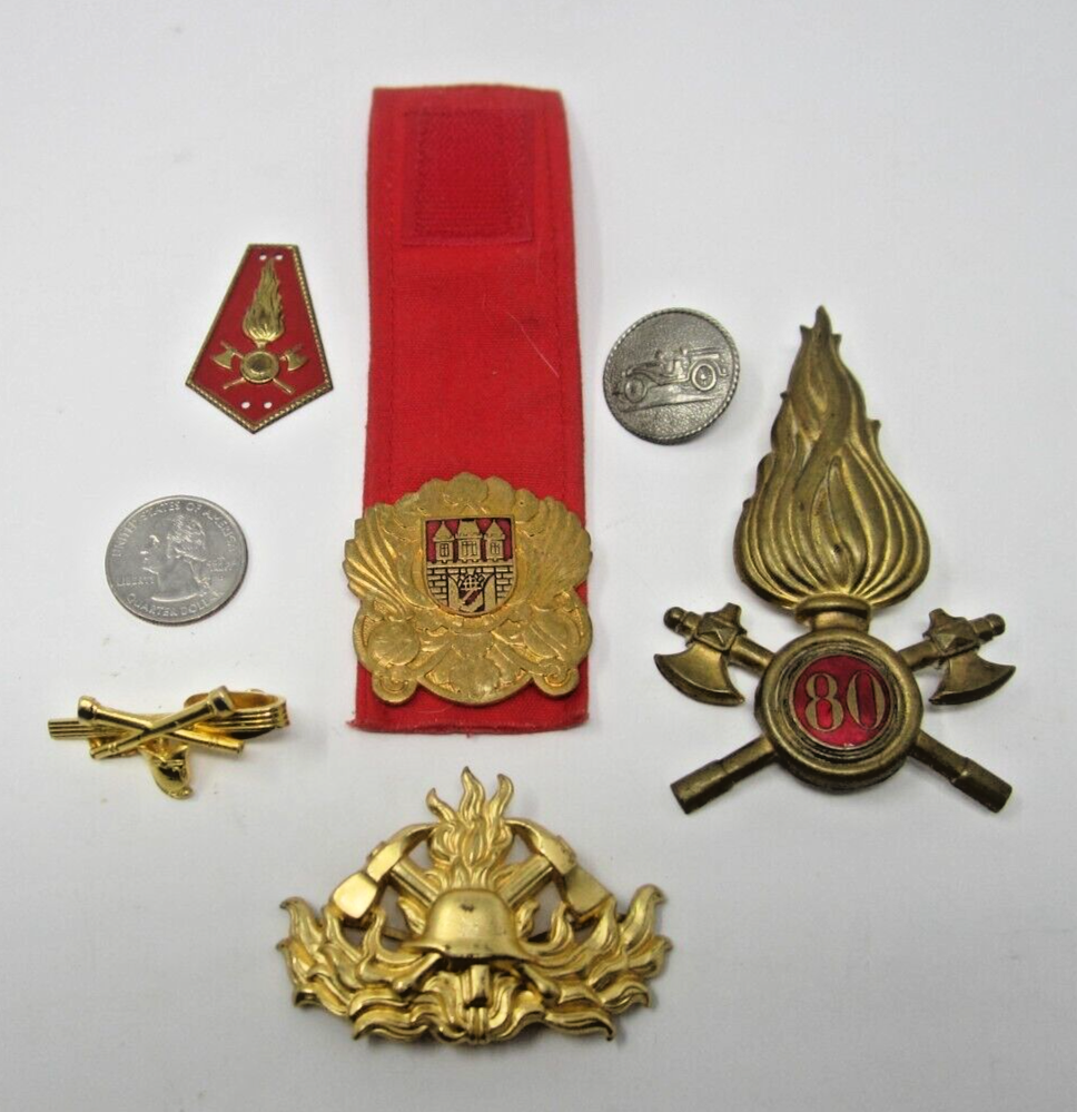 lot of vintage fire department pins pin badge uniform tie clip ...