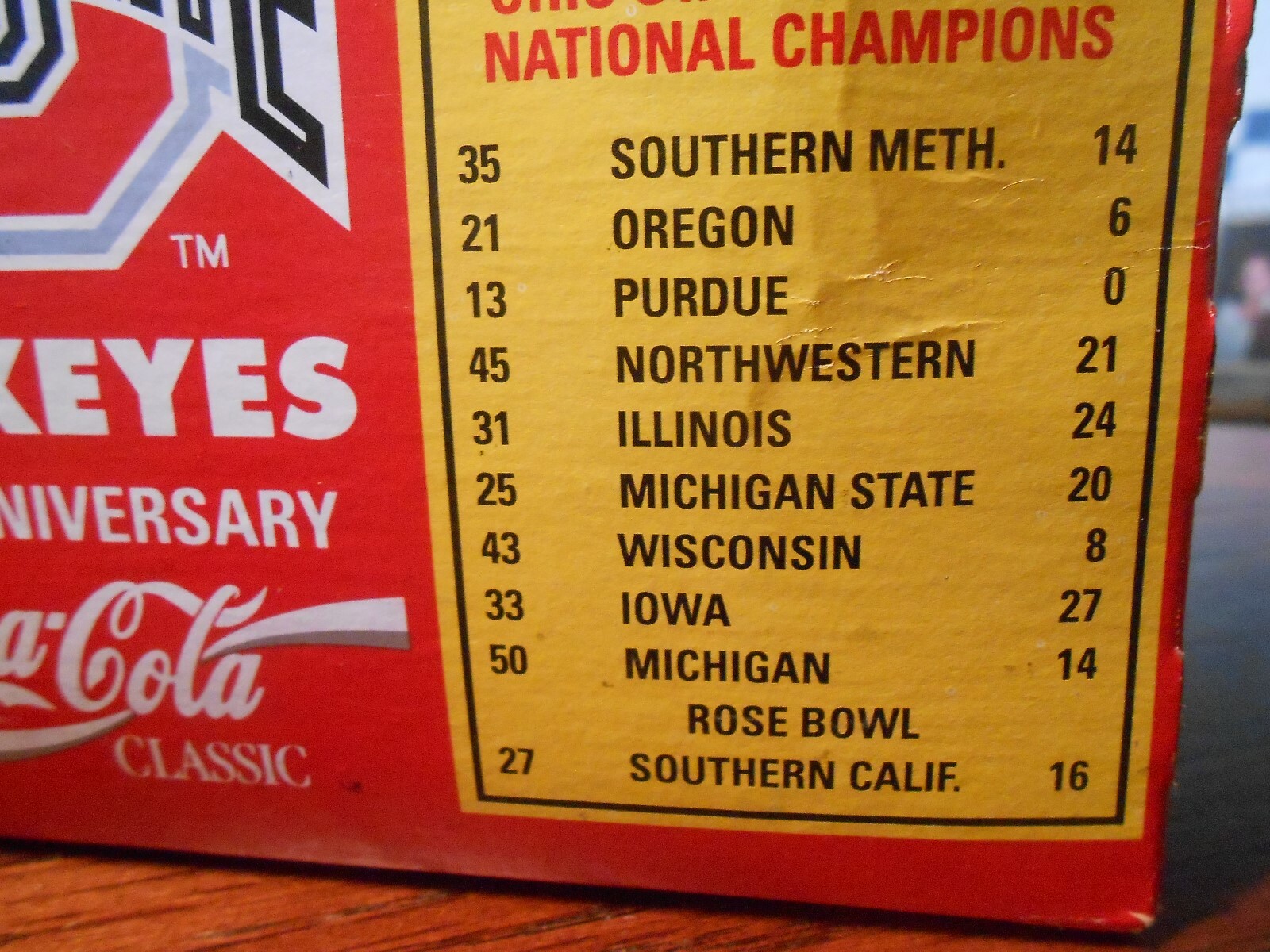 OHIO STATE BUCKEYES 25TH ANNIVERSARY 6 PACK COCA COLA CLASSIC 1968 ...